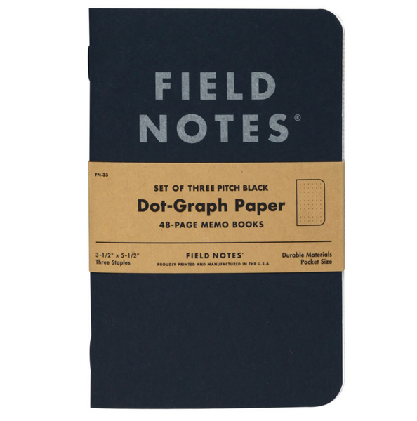 Field Notes 3 Pack - Pitch Black Memo Books – Full Circle Gifts & Goods